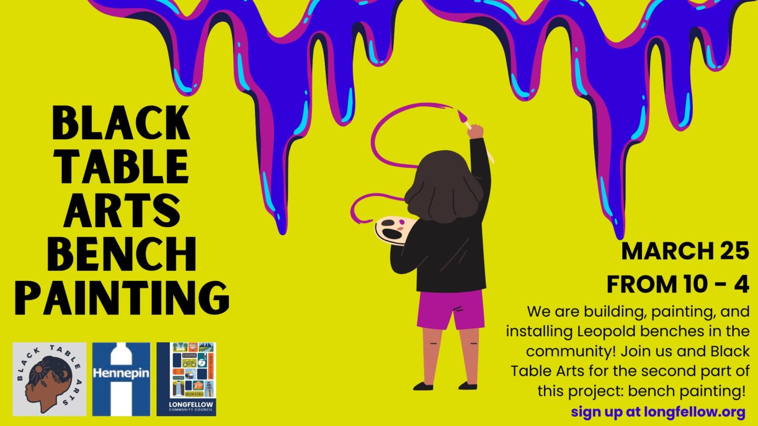 Black Table Arts Bench Paint - Longfellow Community Council